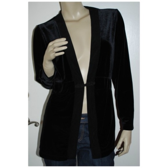 Chico's | Jackets & Coats | Chicos Black Velvet Frog Closure Jacket ...